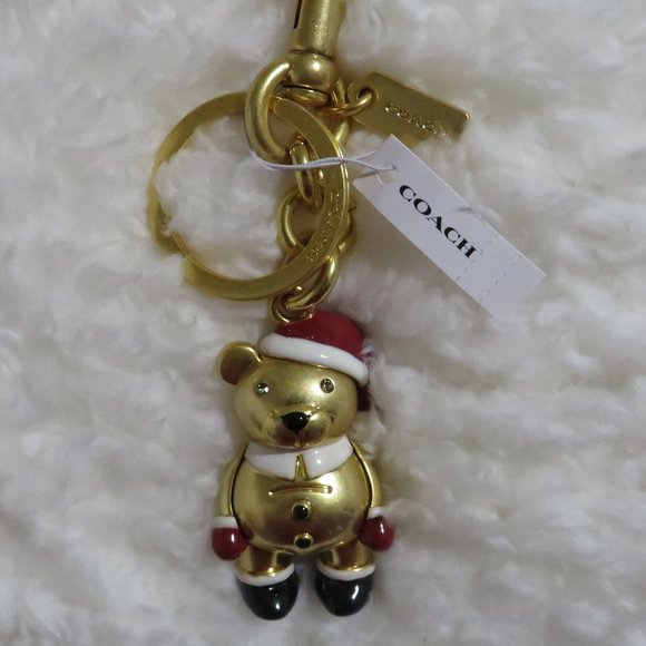 Coach | Bags | Coach Santa Bear Bag Charm Gold | Poshmark